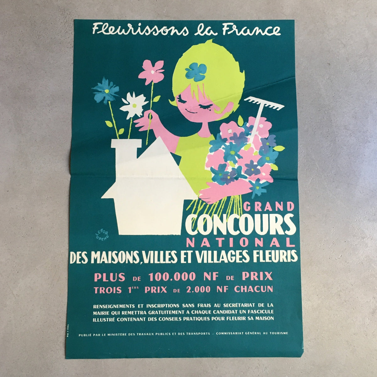 Affiche Fleurissons la France – Brocante La Vitrine